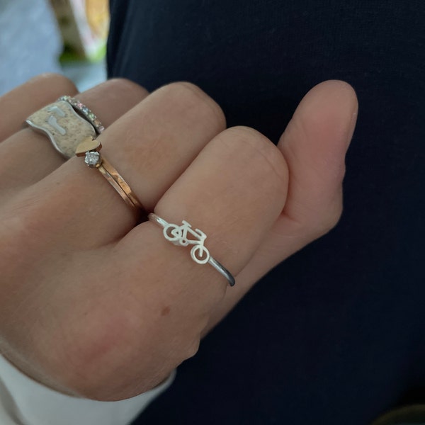 Dainty Bike Ring, 925 Sterling Silver, Bicycle Jewelry - Etsy
