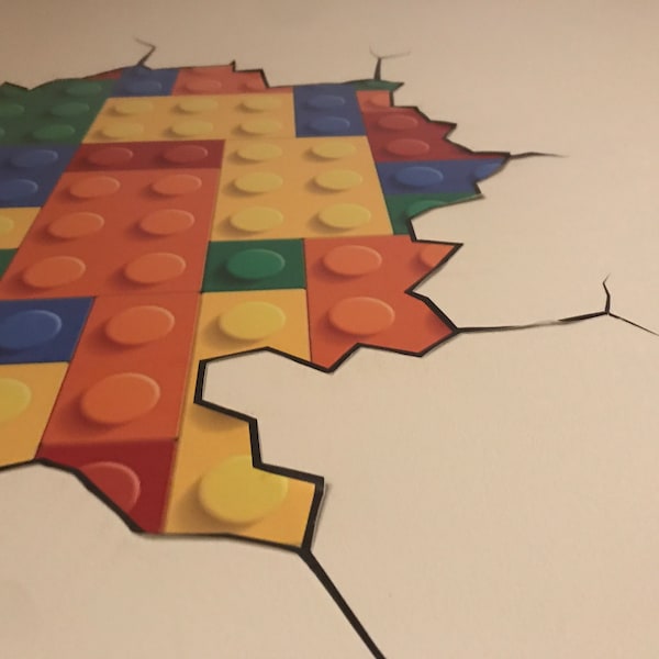 Building Block Bricks Wall Decal Colour Kids Bedroom Sticker Playroom ...