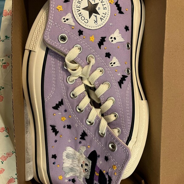 Custom Embroidered Converse Shoes, Cute Magic Ghost Embroidered Shoes ...