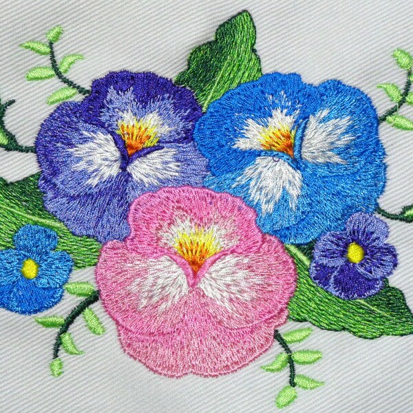 Machine Embroidery Design - Realistic Pansies Machine Embroidery Design ...