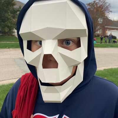 Skull Mask 3D Papercraft Template, Low Poly Paper Mask, Unique ...