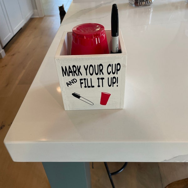 Hand Decorated Box for Solo Cups, Cup Caddy, Mark Your Cup Fill It Up ...