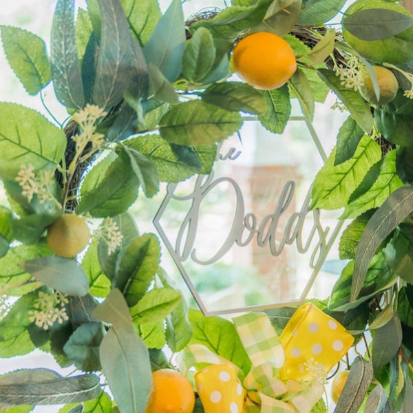 Personalized Wreath Sign, Custom Family Name Sign, Laser Cut Wood Door ...