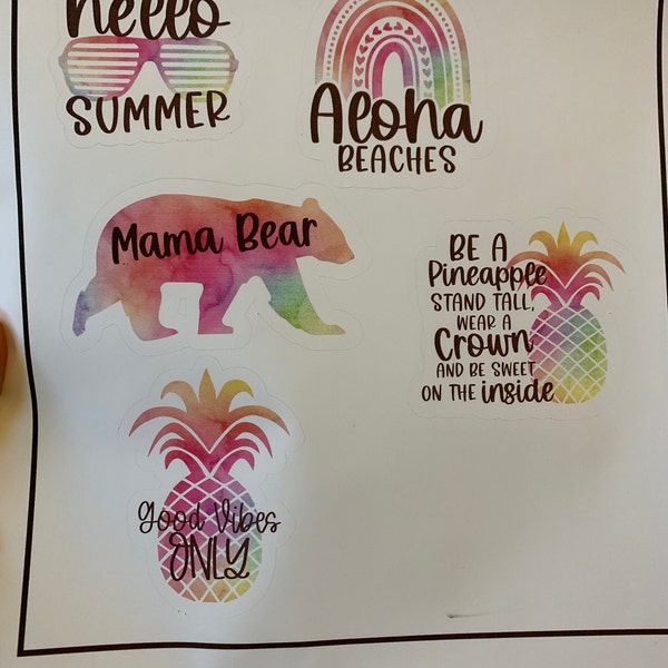 Summer Rainbow Watercolor Sticker Bundle | Planner Decals (digital ...