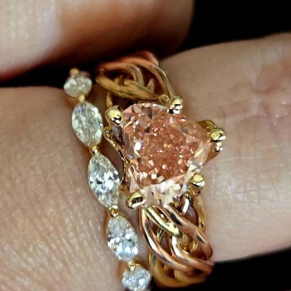 Vintage Marquise Lab Grown Diamond Ring, Muse Engagement Ring With Kite ...