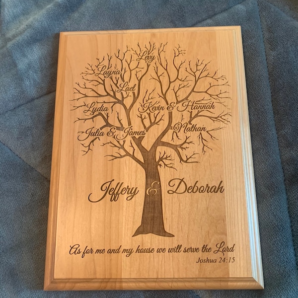 Engraved Family Tree on Solid Wood - Etsy
