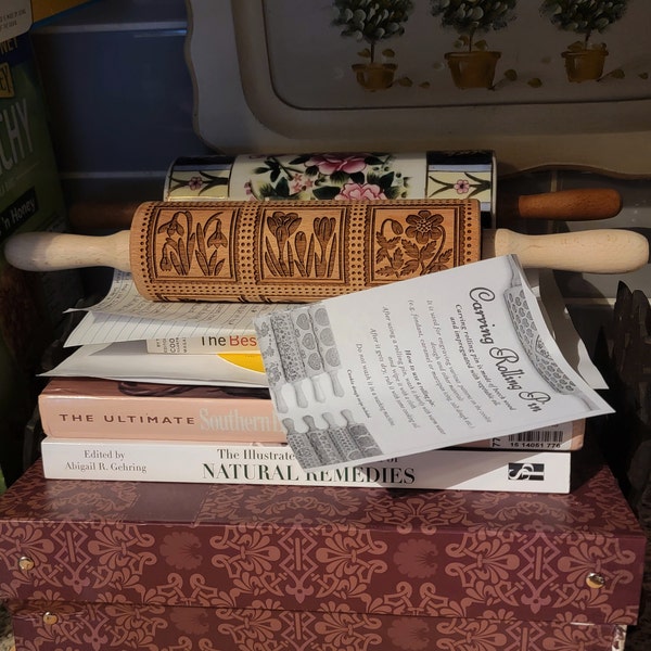 Spring Flowers Springerle, Engraved Rolling Pin, Embossed Rolling Pin ...