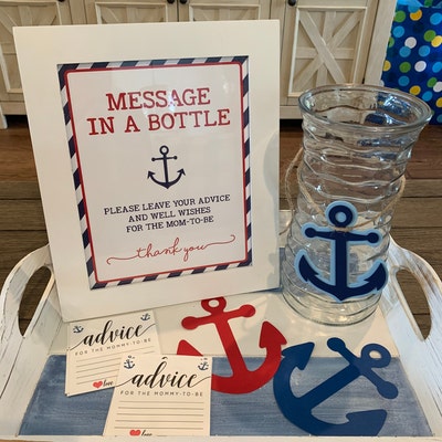 Nautical Message in a Bottle Printable Download. Nautical Baby Shower ...