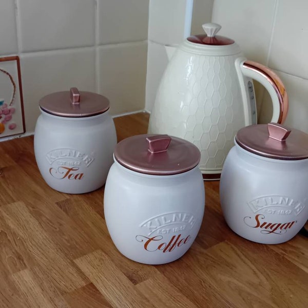 Sage Green Tea Coffee Sugar Canisters Biscuit Utensil Jars With Bread ...