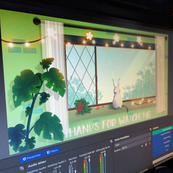 FULL ANIMATED Twitch Stream Package / Cute Dark Dreamy Rabbit in Warm ...