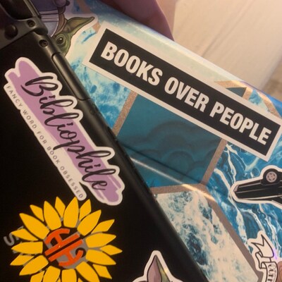 Books Over People Library Sticker Bookish Stickers Sarcastic Decals ...
