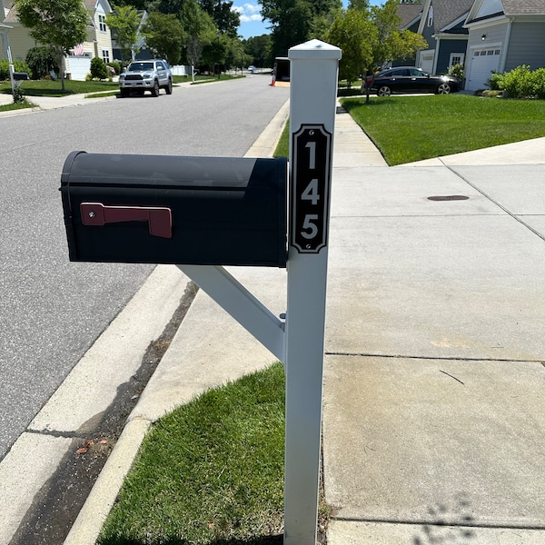 Mailbox With White Vinyl Post, Decorative Base, and Federation Style ...