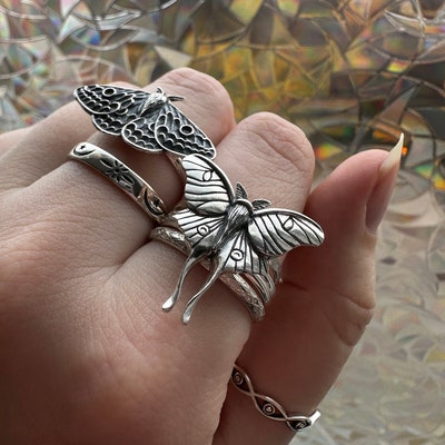Luna Moth Ring, Moth Ring, Sterling Silver Ring, Silver Moth Ring, Luna ...