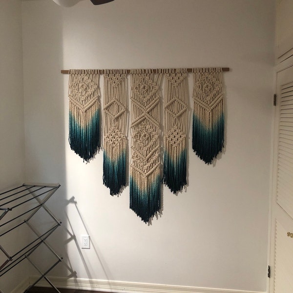 Geometric Macrame Wall Hanging - Multiple Colors Available! - Grey ...