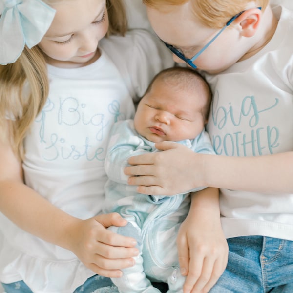 Big Brother Baby Boy Blue Embroidered Shirt | Big Brother Little ...