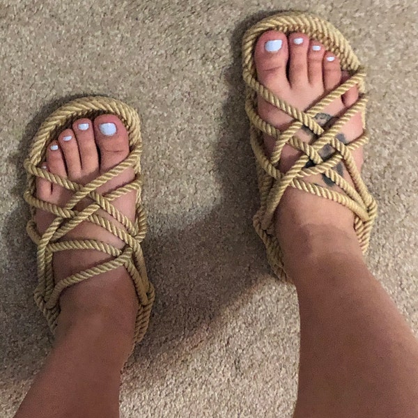 FREE Ship! Women's Rope Sandals in BEIGE or Brown - Etsy