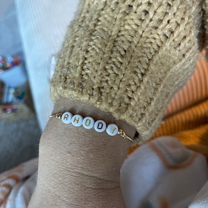 Brushed Gold Bar Bracelet Stackable Bracelet 6mm Heishi Beads Mothers Day Gift Neutral Bracelet ...