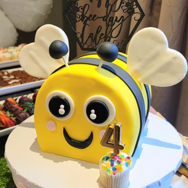 Happy Bee-day Cake Topper Bubble Bee Birthday Cake Topper Bee Day Cake ...