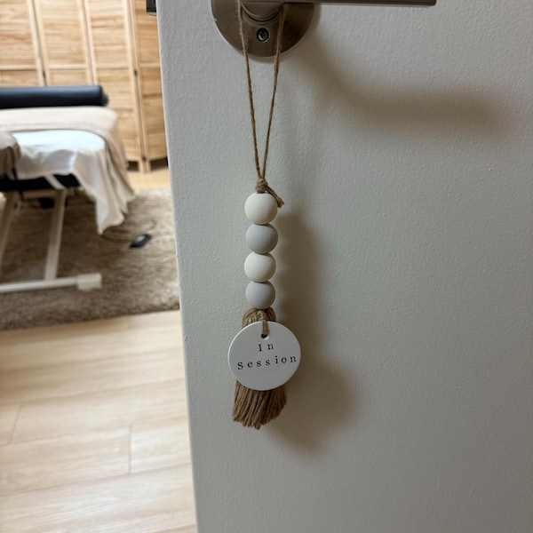 Occupied Bathroom Door Sign | Do Not Disturb Wood Bead Tassel Clay Tag ...
