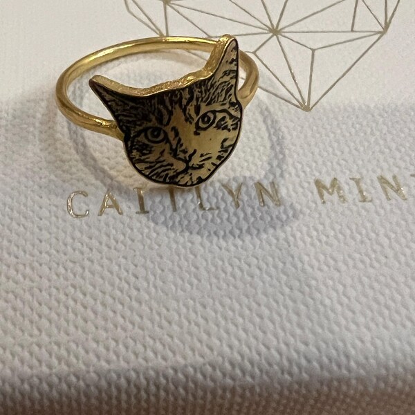Custom Pet Portrait Ring • Your Pet Ring • Personalized Pet Ring • Cat ...