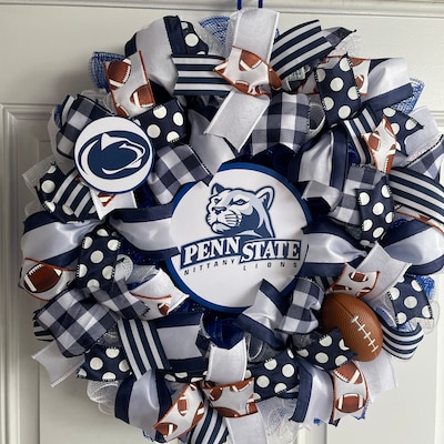 Penn State Wreath, Penn State Football Wreath, Penn State Deco Mesh ...