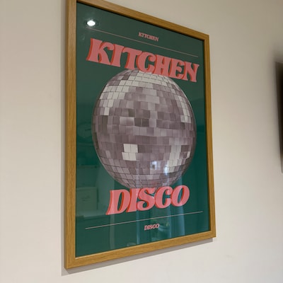 Kitchen Print, Kitchen Disco Poster, Typography Wall Art, Retro Disco ...
