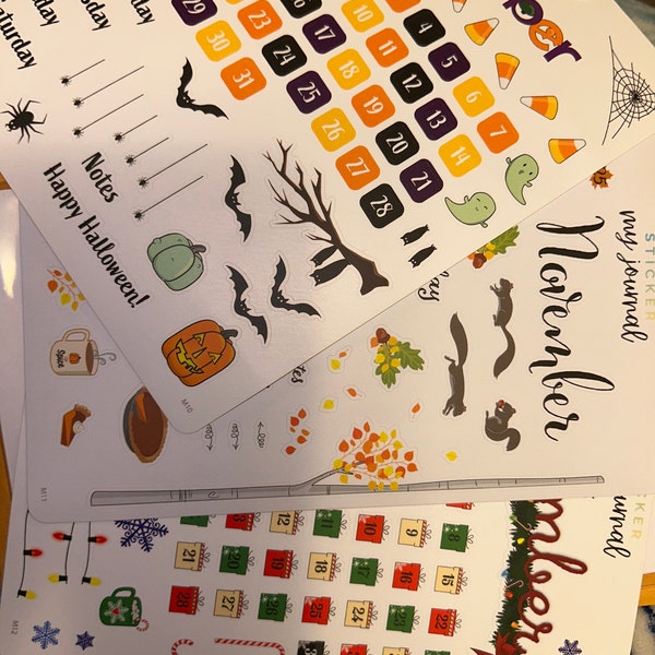 December Bullet Journal Sticker Sheet - Basics Christmas Holiday Themed ...