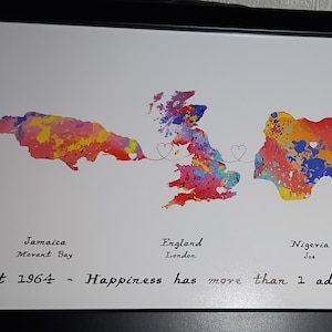 Personalised Map Print Any Two Countries Custom Map Art Available in 12 ...