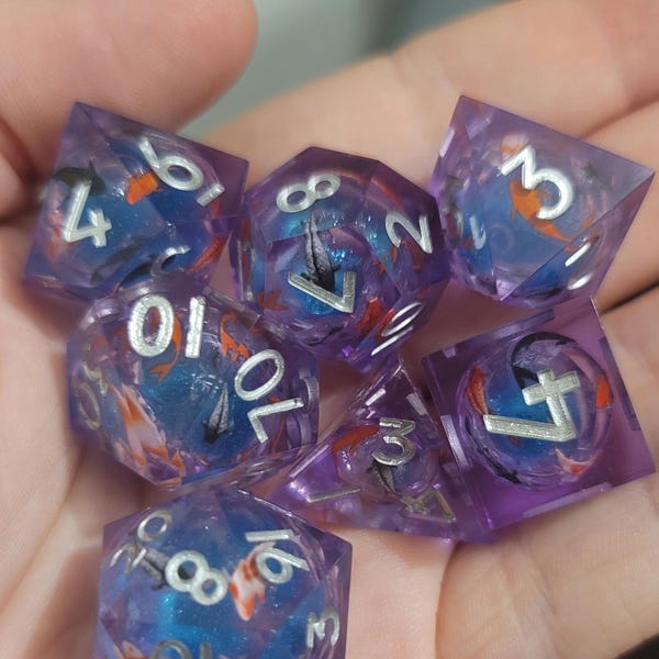Koi Dnd Dice Set Liquid Core Dice Set for Role Playing Games, Dungeons ...