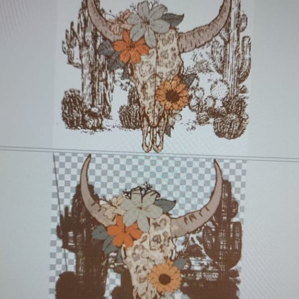 Cow Skull Desert Western PNG | Floral Cactus Graphic (digital Download ...