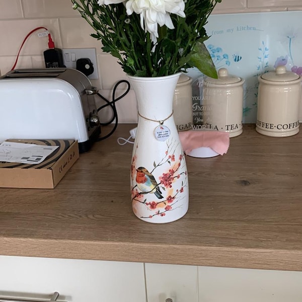 Robin Vase, With Charm - Decouoage, Vase, Gifts, Xmas Gifts, Robins ...