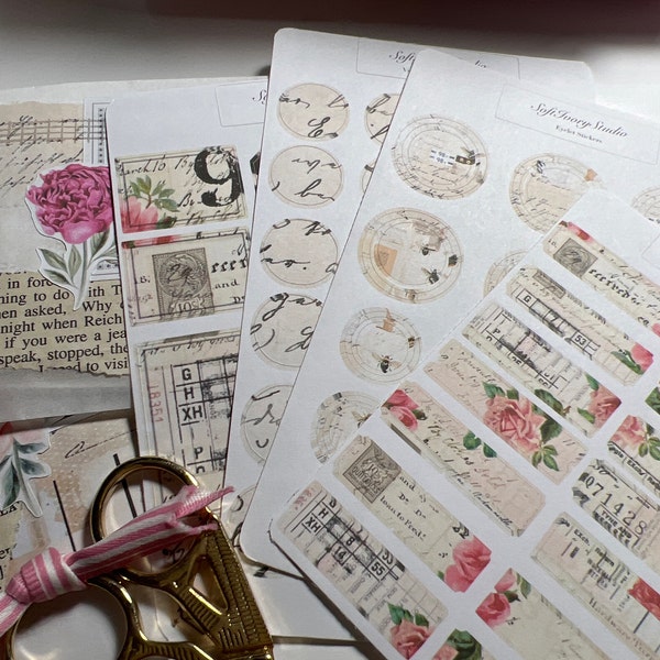 Vintage Fall Ephemera Printable Instant Download Junk Journal Kit Fussy ...