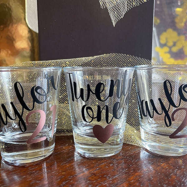21st Birthday Shot Glass | Finally 21 | Twenty One | Custom Shot Glass ...