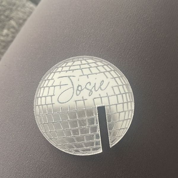 Disco Ball Acrylic Drink Tag | Personalized Custom Place Card Champagne ...