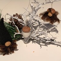 Acorn Gnome Ornaments, Holiday Decor, Grumpy Christmas Tree Ornaments ...