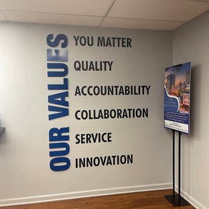 Our Values, Office, Wall, Art, Decor, 3D, PVC, Typography ...