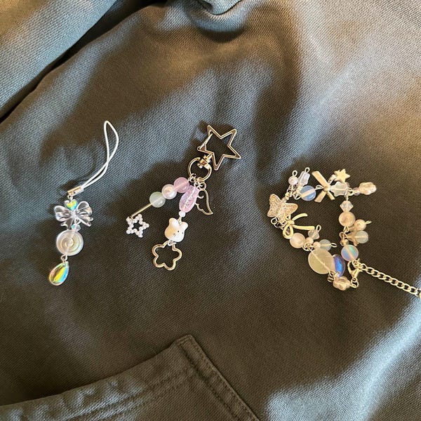 Aesthetic Y2k Beaded Green Korean Soda Star Keychain - Etsy