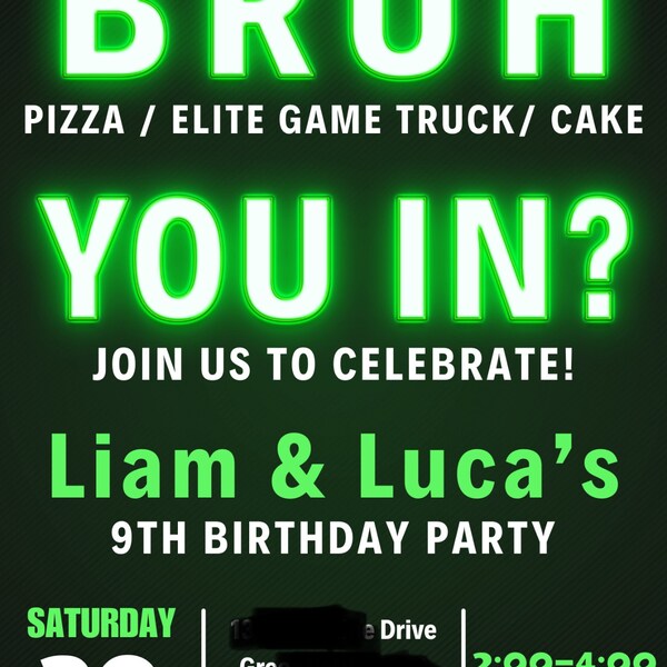 Sleepover Birthday Invitation Template, Neon Sleepover Invite, Slumber ...