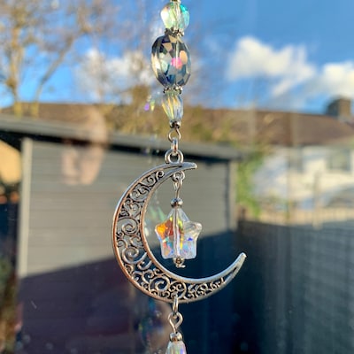 Aurora Borealis Sun, Moon & Stars Suncatcher Hanging Charm, Gift ...