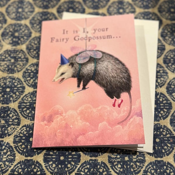 Fairy God Possum Sticker Decal Original Art by Feral Felicitations - Etsy