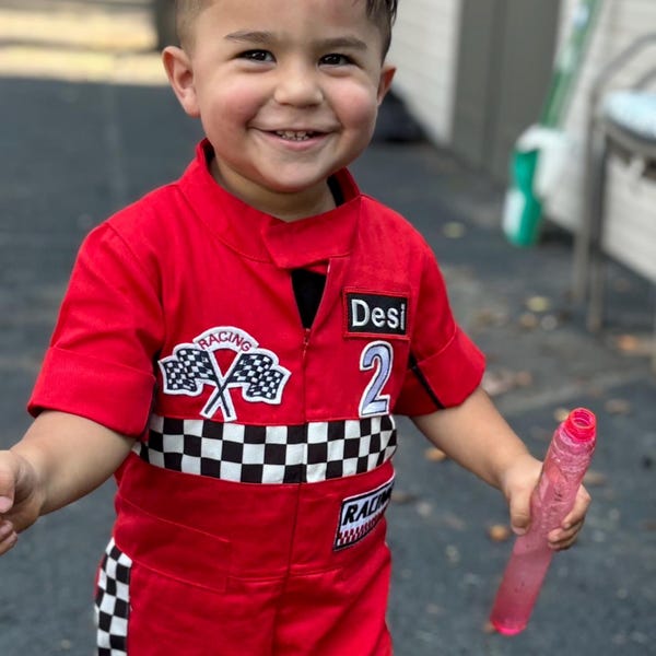 Personalized Named Red Racer Long/short Jumpsuit*toddler Two Fast Kids ...