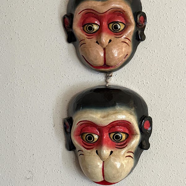 Wooden Monkey Mask . 100 % Hand Carved From Nepal - Etsy