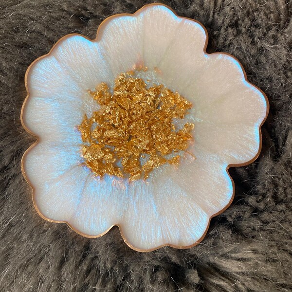 Ocean Inspired Collection - Gold Accented Flower Handmade Resin ...
