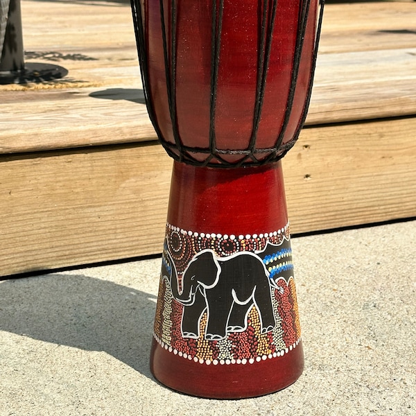 Djembe Hand Painted Color Dots Unique Patterns Elephant Bongo African ...