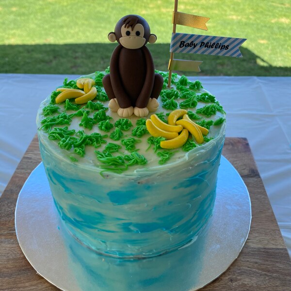 Monkey Cake Topper Baby Shower Birthday Christening Baptism Jungle Zoo ...