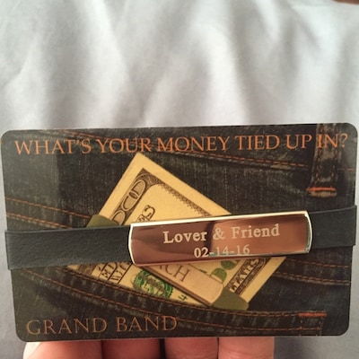 Grand Band Deluxe large Elastic Money Band With FREE Engraving Silver ...