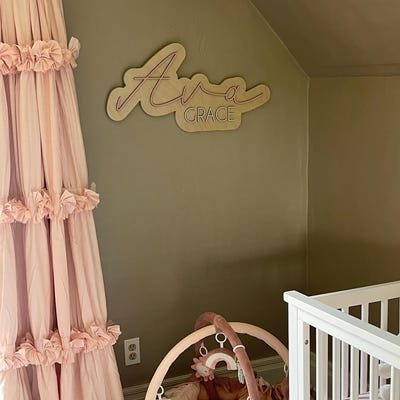 Large Wood Name Sign, Nursery Name Sign, Boho Nursery Sign , Above Crib ...
