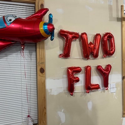 Two Fly Balloon Banner Airplane Themed Birthday Decor for Two 2nd Two ...