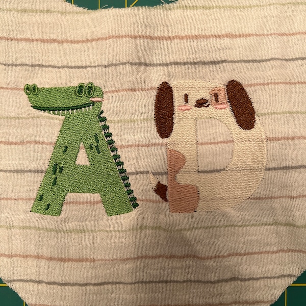 Cute Animal Alphabet Stitched Embroidery Design, Monogram Machine ...