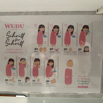 Wudu A4-poster Step for Step Guide to Learn Ablution Wudu Abdest Poster for Kids Rose Girls ...